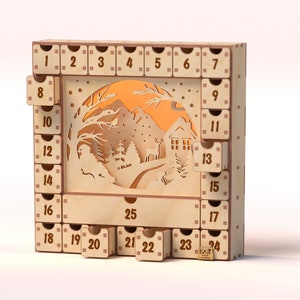 Christmas Advent Calendar - Let It Snow - Laser Files - Wooden ...