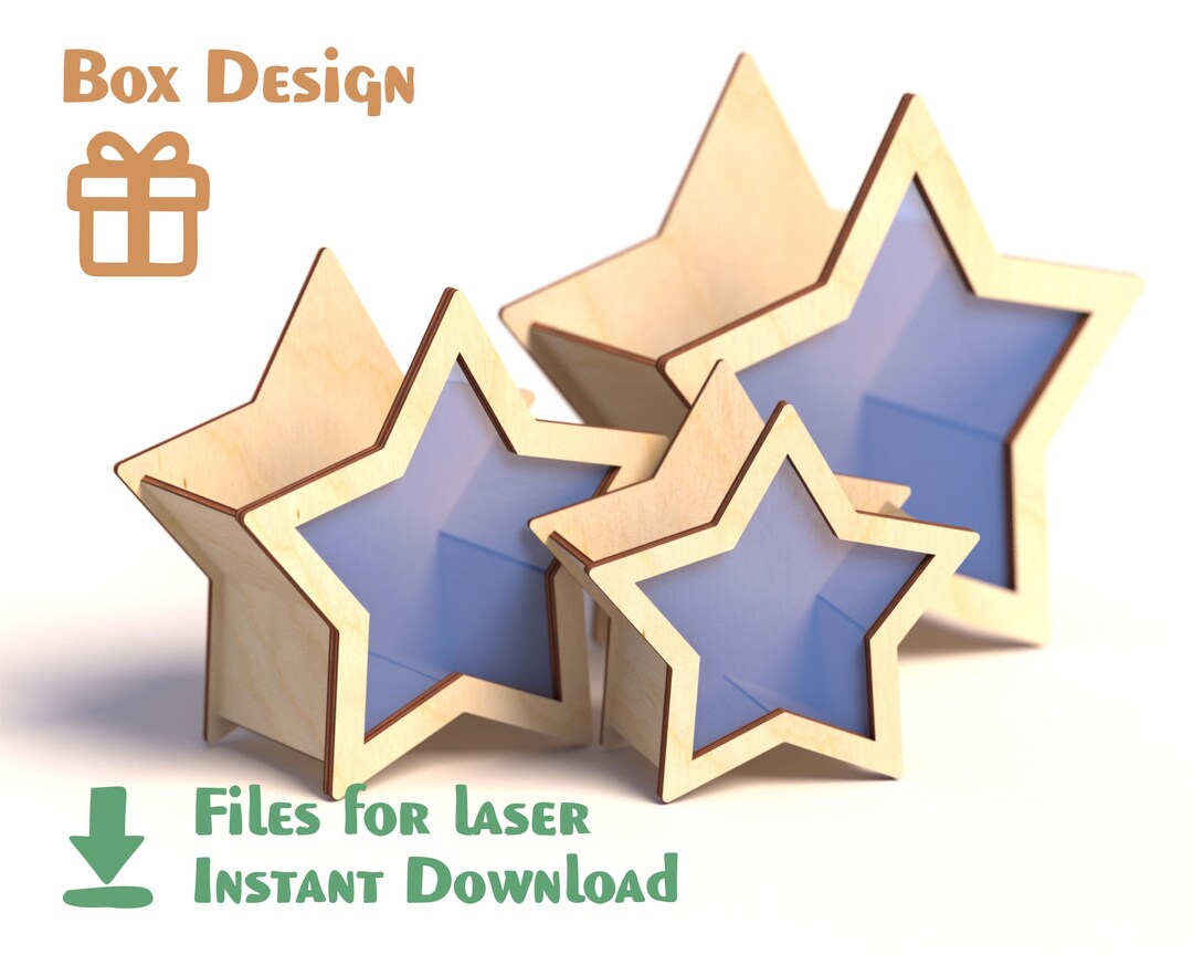 Star Box / Wooden Basket – Laser Cut Files - Christmas Digital Template ...