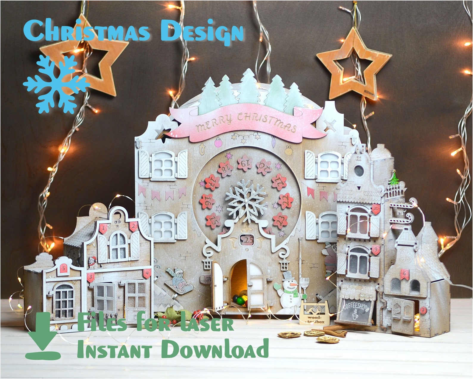 Huge Advent Wheel With 2 Houses Laser Files Templates - Etsy