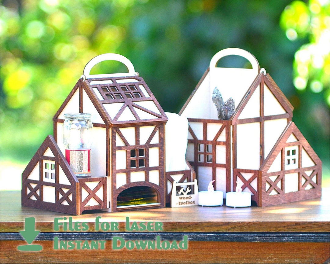 Tea House Box - Digital Files - DXF, SVG Pattern for Laser and CNC ...