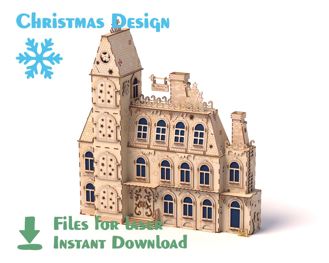 Christmas Advent House – Laser Cut File | 3D House Model | DIY Holiday ...