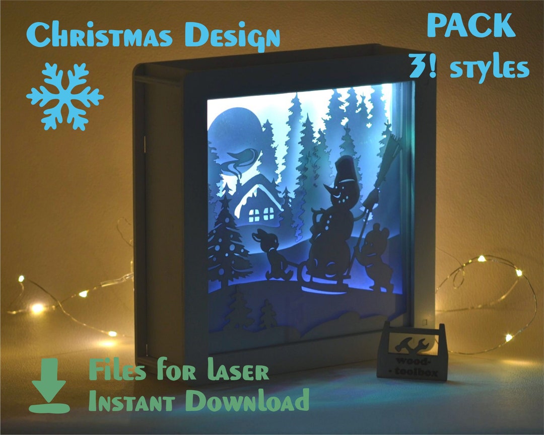 Christmas Light Box - 3 Variations - Laser Cut Files - Paper Shadow Box ...