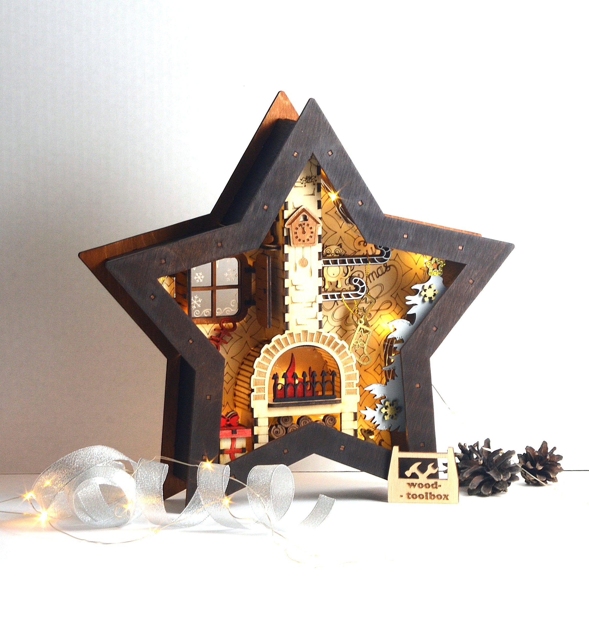 Christmas Star Laser Cut Micro Illuminated Christmas Scene - Etsy
