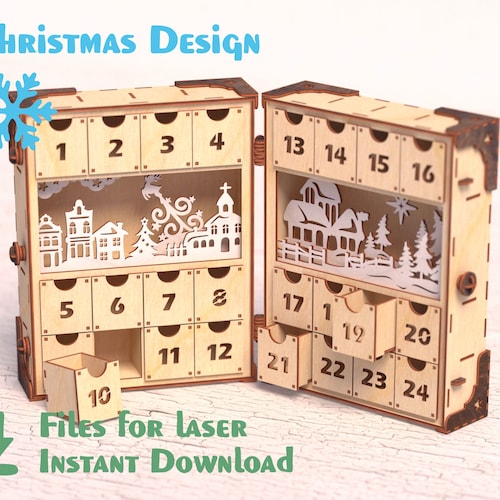 Christmas Advent Calendar SVG Laser Cut Files. Digital - Etsy