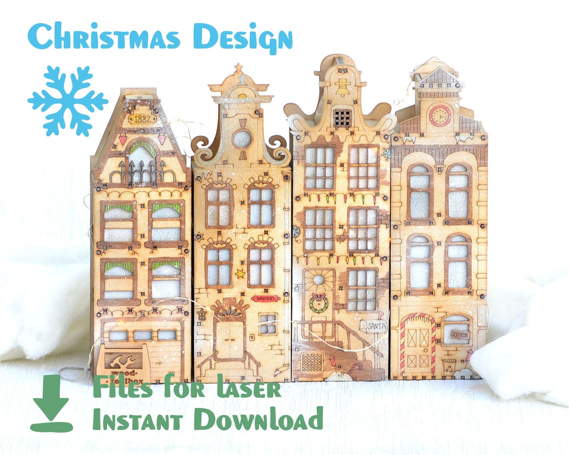Advent Amsterdam - Christmas Houses for Decorating, Calendar, Engraving ...