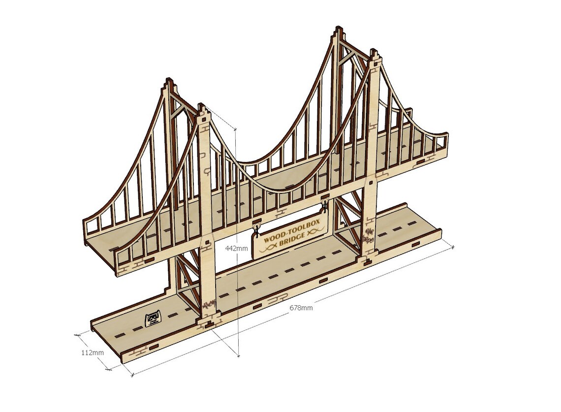 Bridge Shelf - Laser Cut File, SVG - DXF - PDF Files for Laser, Laser ...