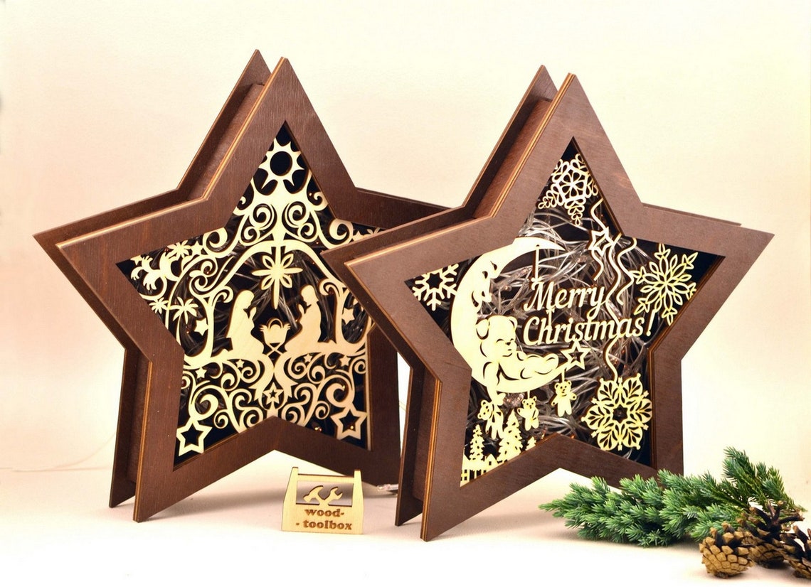 Christmas Stars (10 Pieces) – Laser Cut Files - Svg+dxf+pdf+ai ...