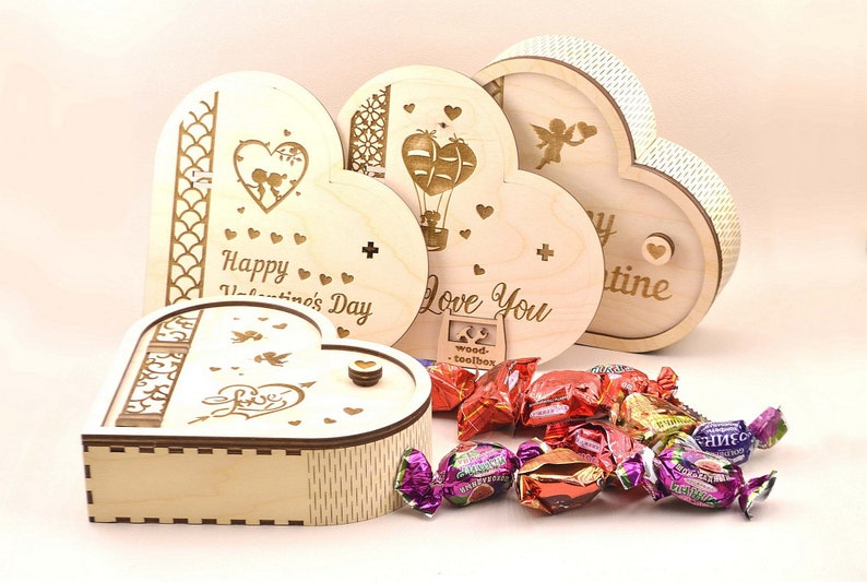 Heart Box 4 Versions of Lid Laser Files Wooden Giftbox. - Etsy
