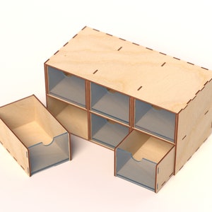 Desk Organizer (6 Drawers) - Laser Cut Files - SVG CDR Vector Plans ...