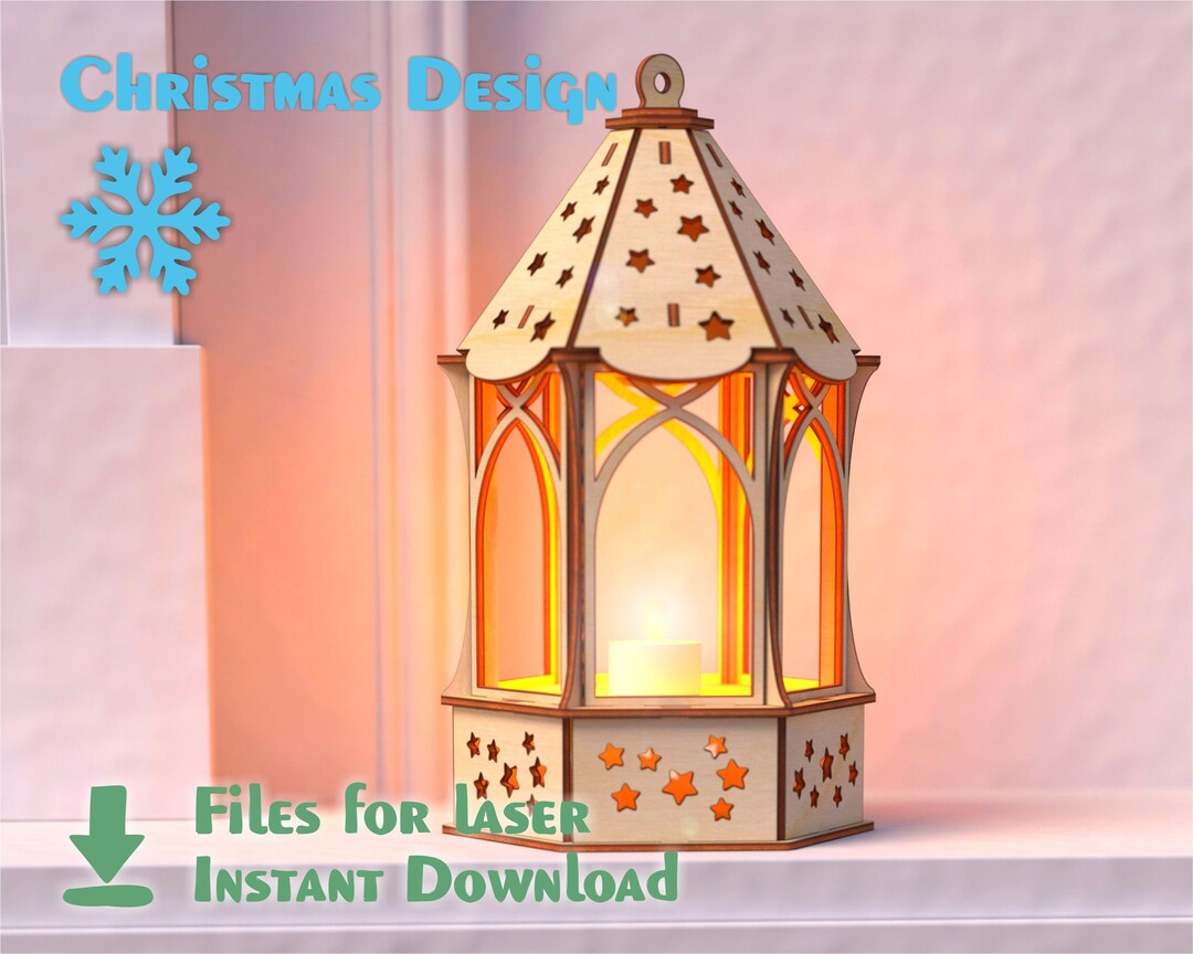 Christmas Lantern - Laser Cut File. Vector Plans for Chrismas Decor ...