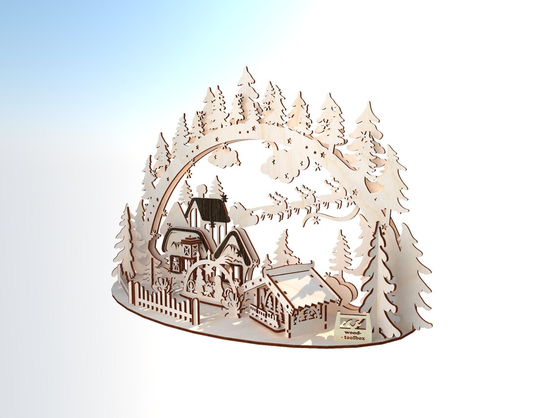 Christmas Scene Version 1 – Laser Cut File, Laser Svg Files, Christmas ...