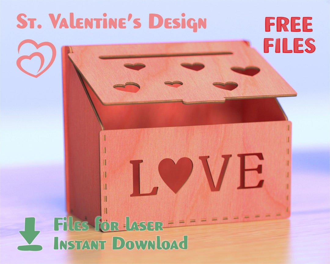 Love Box Mail – Laser Cutting Files. Digital Template for Laser Cutting. Vector Plans CDR DXF ...