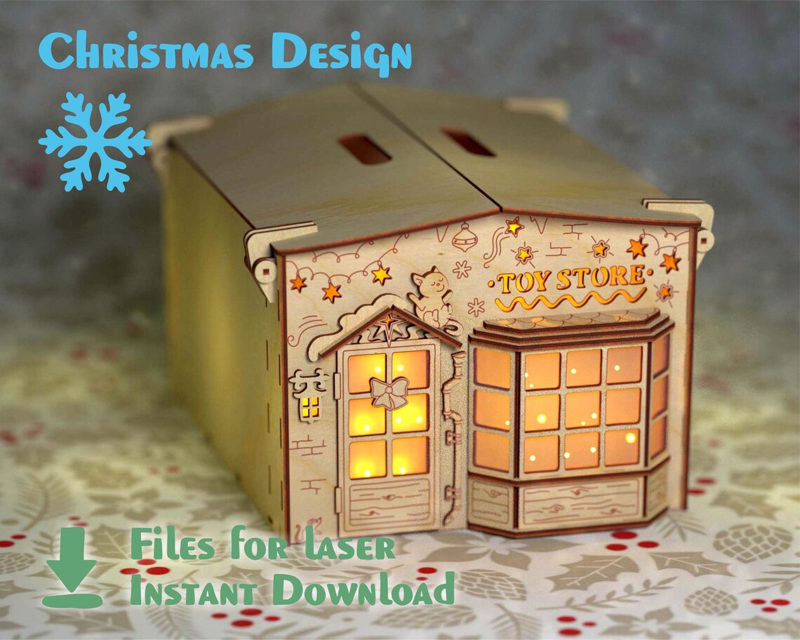 Christmas Gift Box Laser Cut File - Digital Template SVG DXF Files for ...