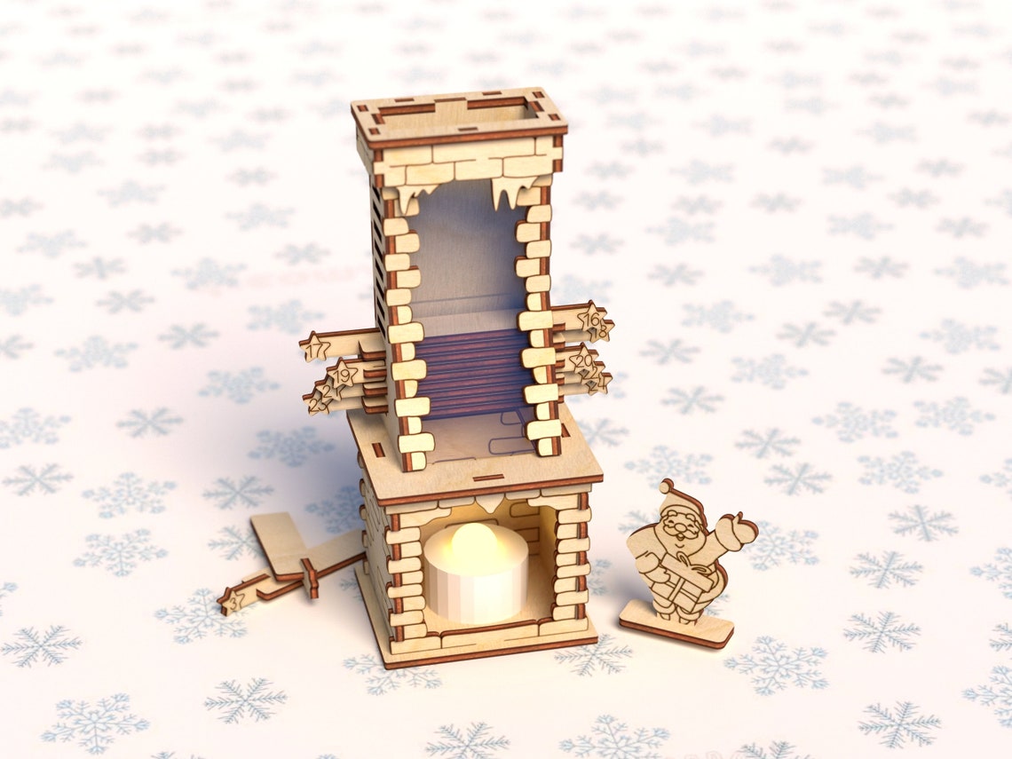 Santa's Fireplace Advent Calendar - Laser Cut File. Cdr, Dxf, Ai, Svg ...