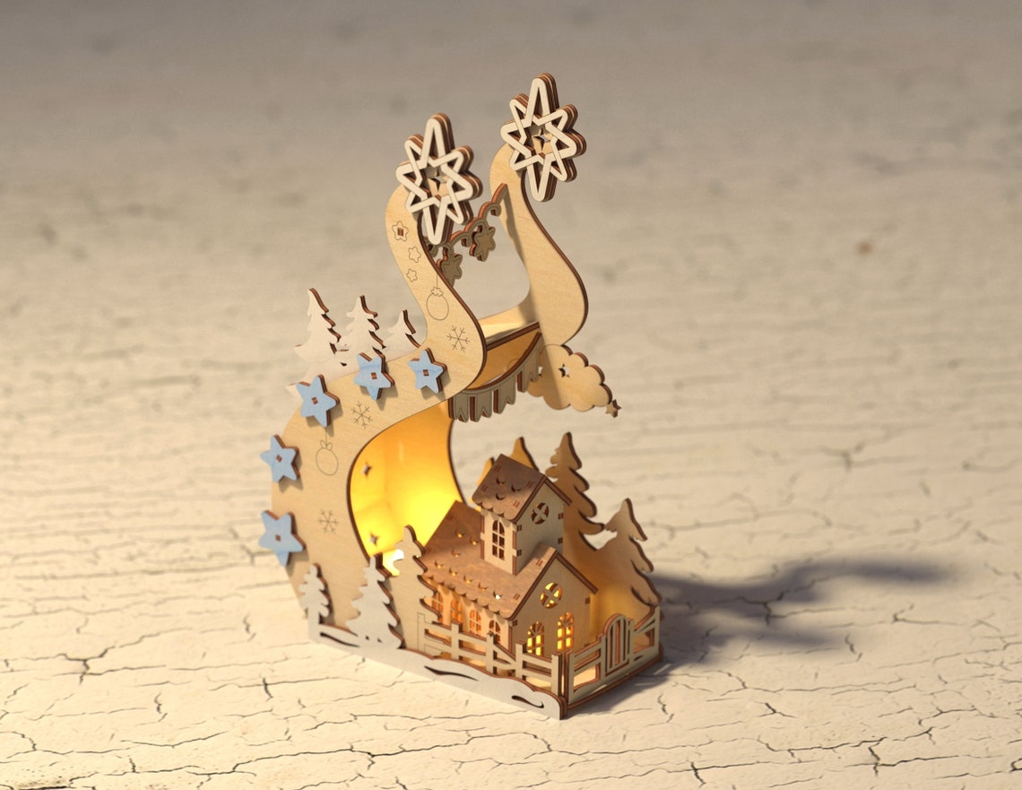 Laser Cut Files Christmas Scene version 4 Files for - Etsy