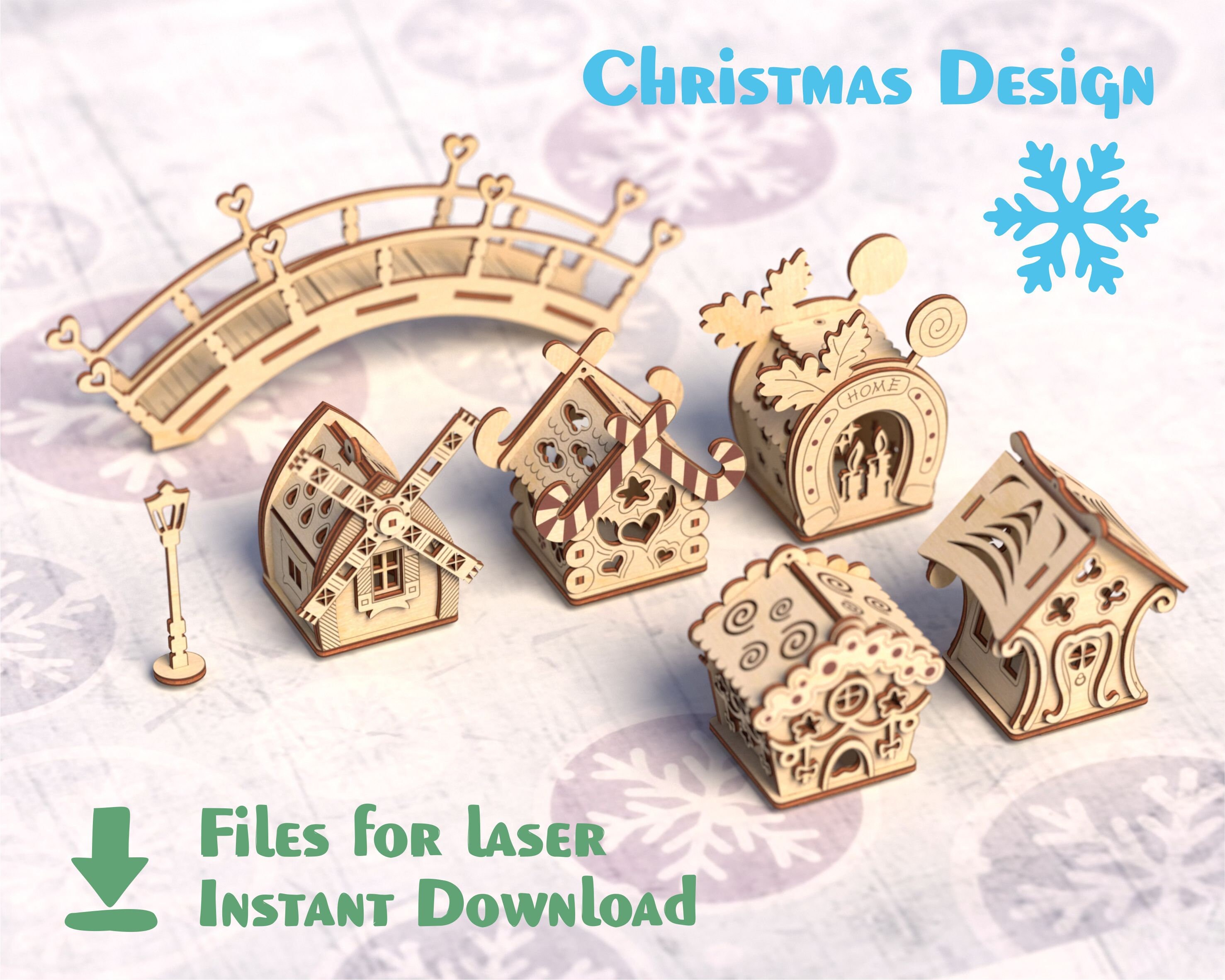 Cute Christmas Houses Laser Cut File. Christmas Village. - Etsy