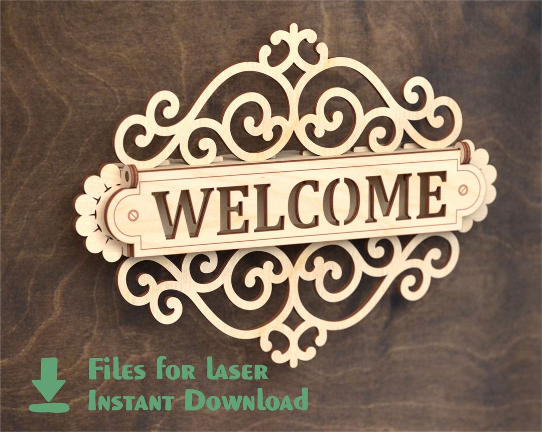 Welcome Sign - Files for Laser Machines - Key Holder - Design for ...