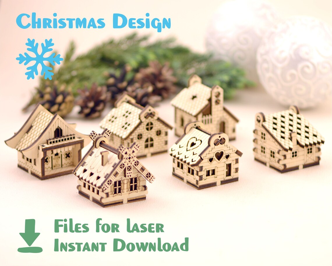 Little Christmas Houses 6 Pieces Laser Cut Files - Etsy