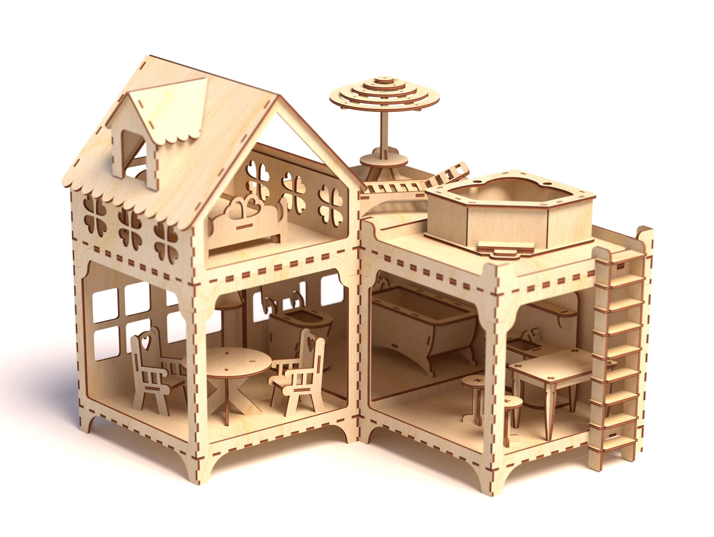 Doll House and Furniture – Laser Cut Files SVG, PDF, CDR Digital ...