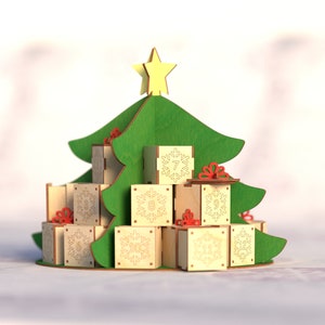 Fir-tree Advent Calendar - Laser Cut Files, Digital Template Christmas ...