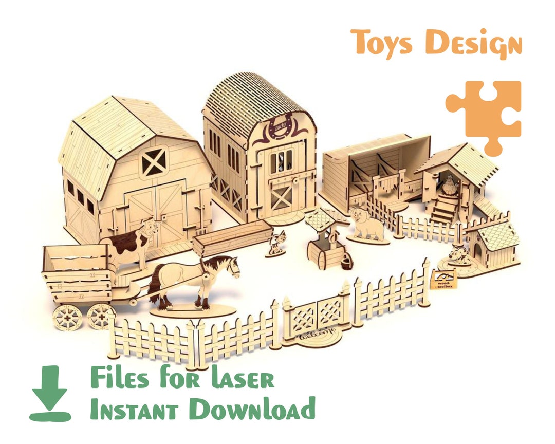 Farm – Laser Cut File - Digital Template SVG +dxf+pdf+ai - Instant ...