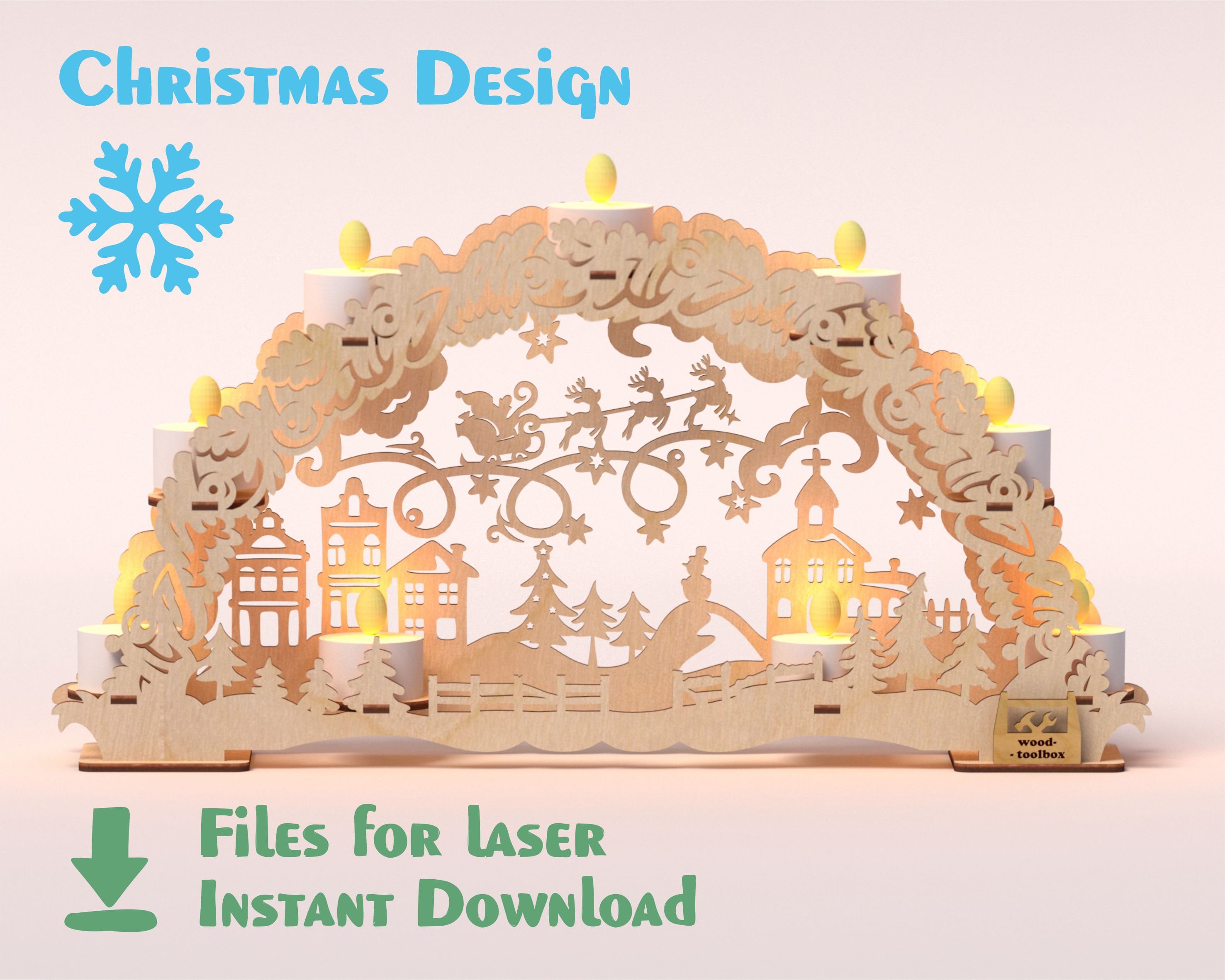 Laser Cut Files Christmas Scene version 3 Files for - Etsy