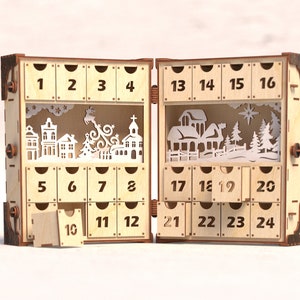 Book Advent Calendar Laser Cut Files, Christmas Decor. Digital Template ...