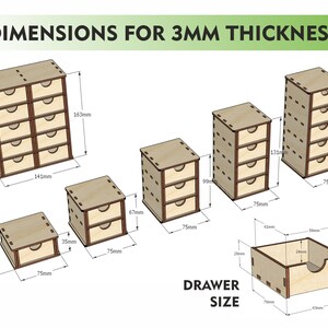 Boxes With Drawers - Laser Cut Files - SVG CDR Vector Plans - Diy Box ...