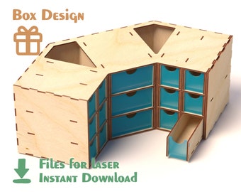 4 Drawers Desk Organizer Laser Cut Files. Digital Template - Etsy