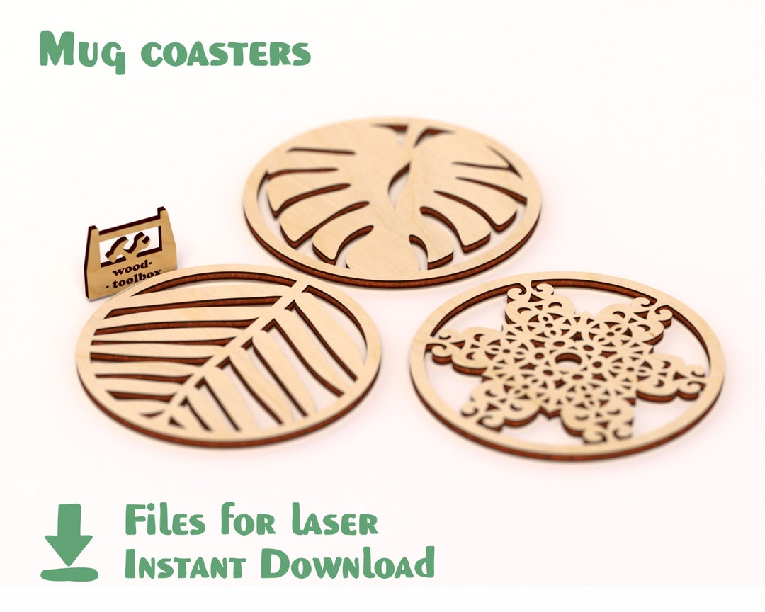 Mug Coasters 3 Variations - Files for Laser Cutting Machines and CNC ...