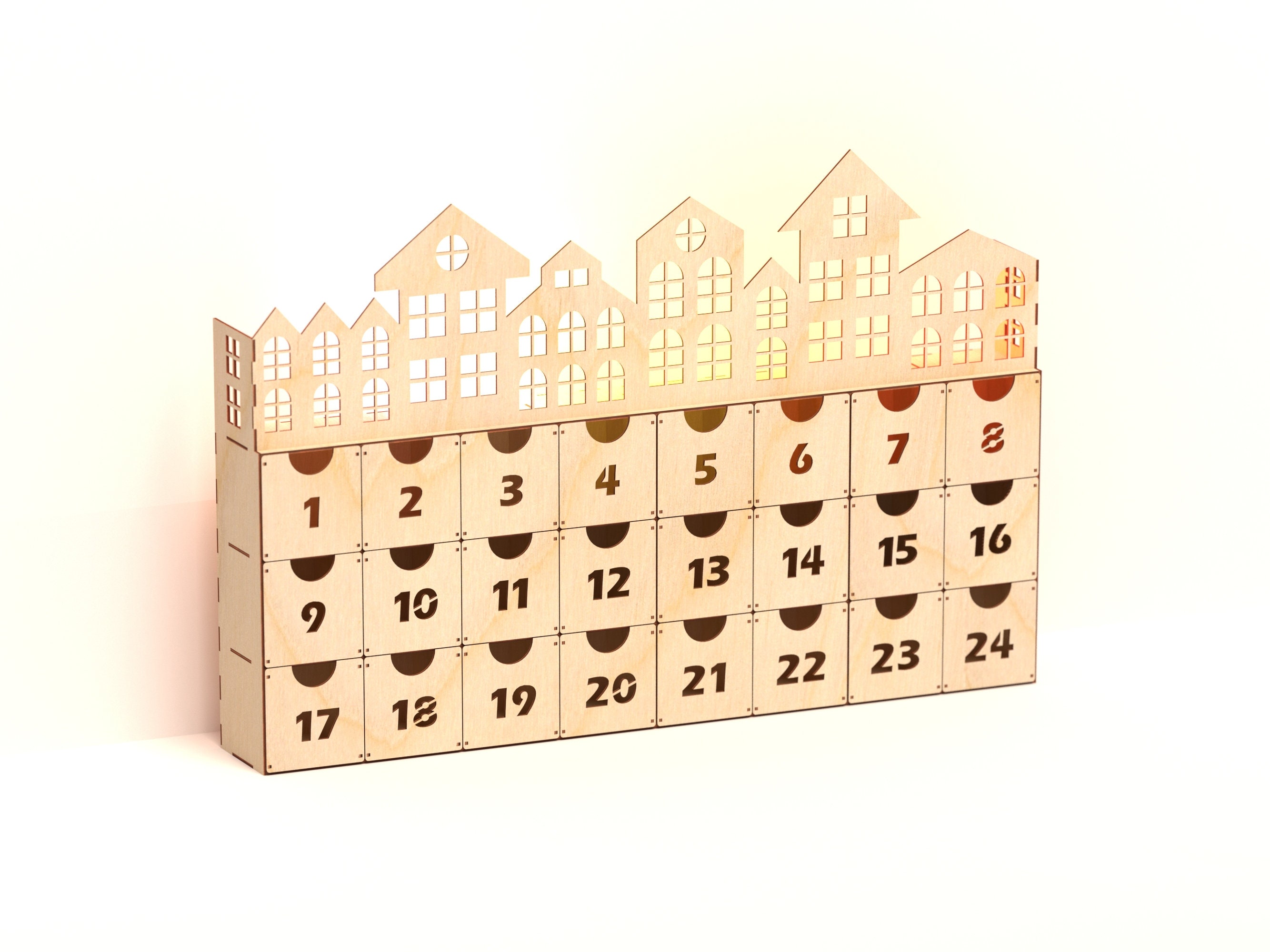 Advent Houses - Laser Cut - Glowforge | SVG, DXF, AI - Chrismas Design ...