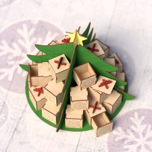 Fir-tree Advent Calendar - Laser Cut Files, Digital Template Christmas ...