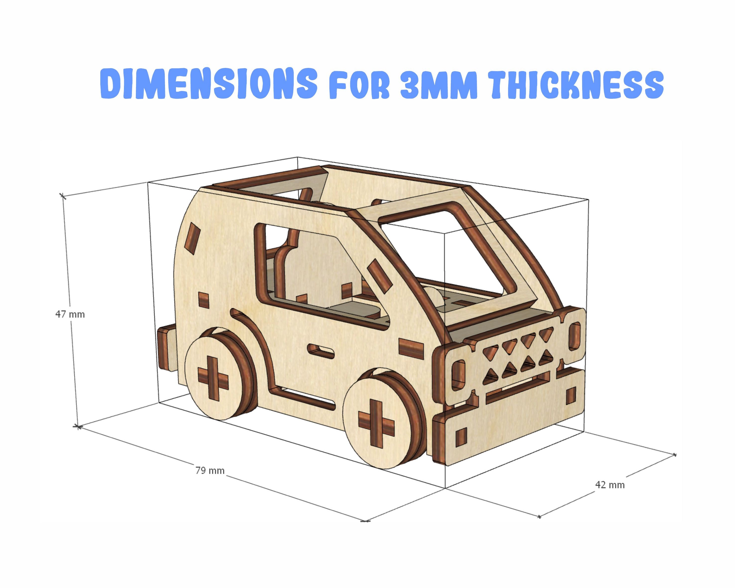 Mini Car – Laser Cut Files. SVG Digital Template / DXF Files for CNC ...