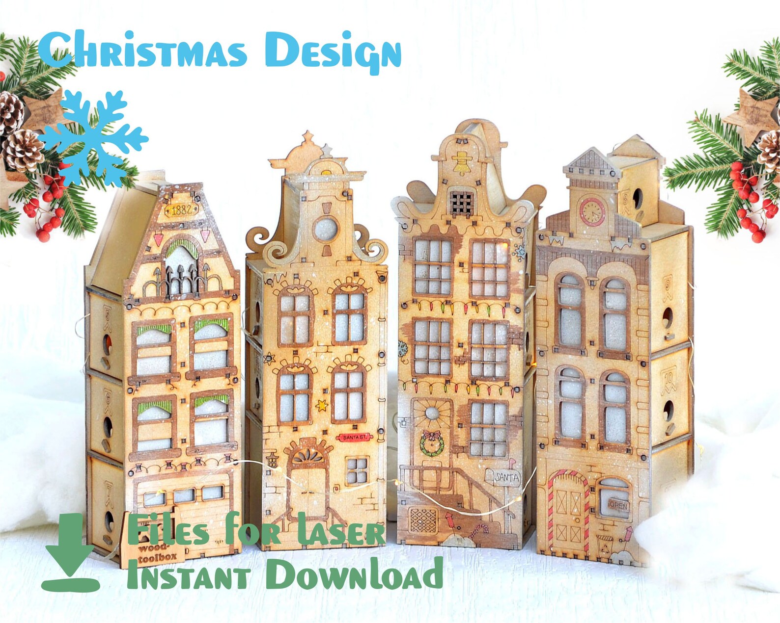 Advent Amsterdam - Christmas Houses for Decorating, Calendar, Engraving ...