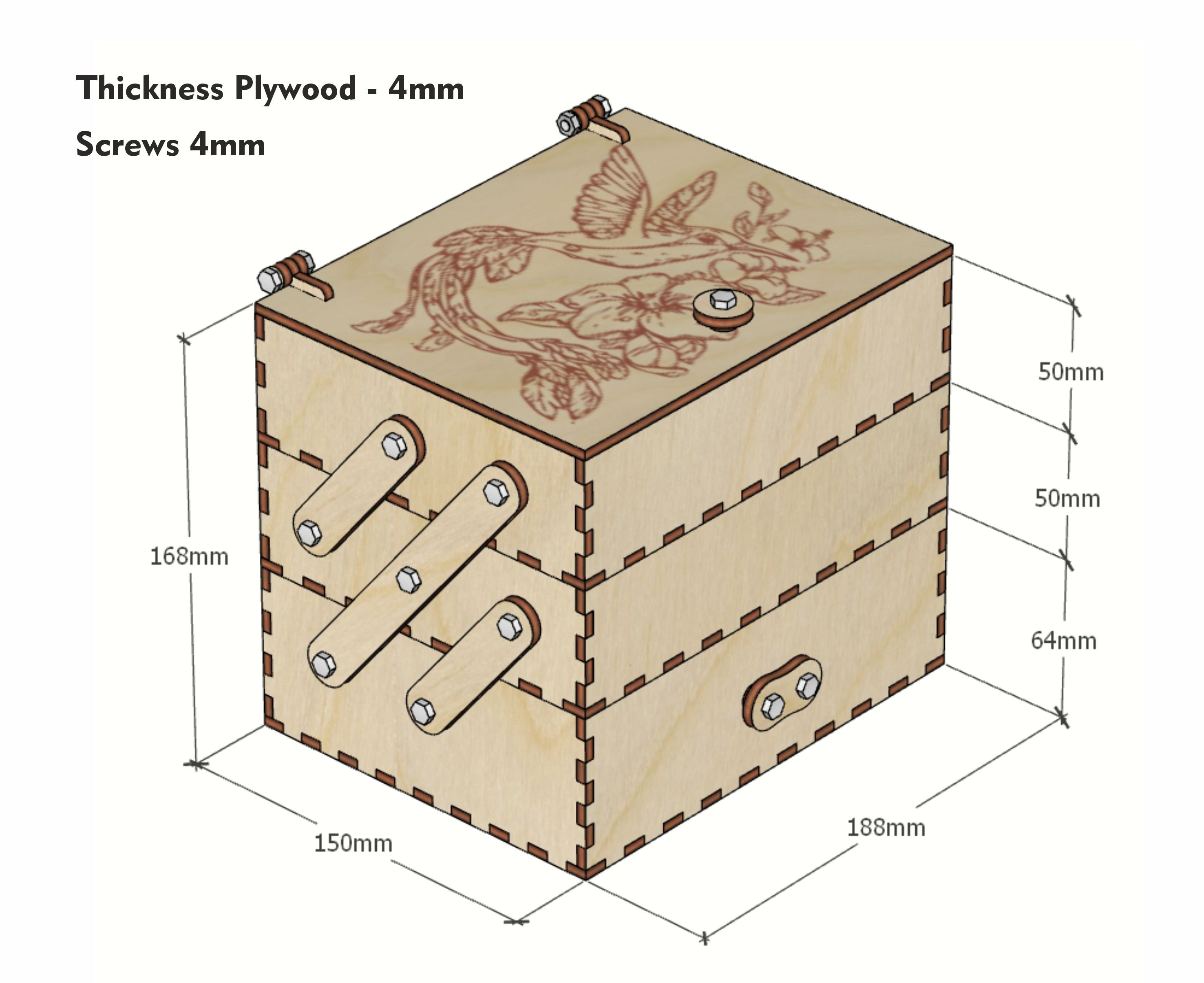 Transformer Box With 3 Drawers Laser Cut Files. Instant - Etsy