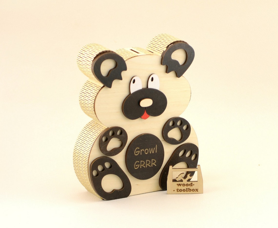 Piggy Banks bear Pig Hippo Laser Cut Files Cnc Router - Etsy