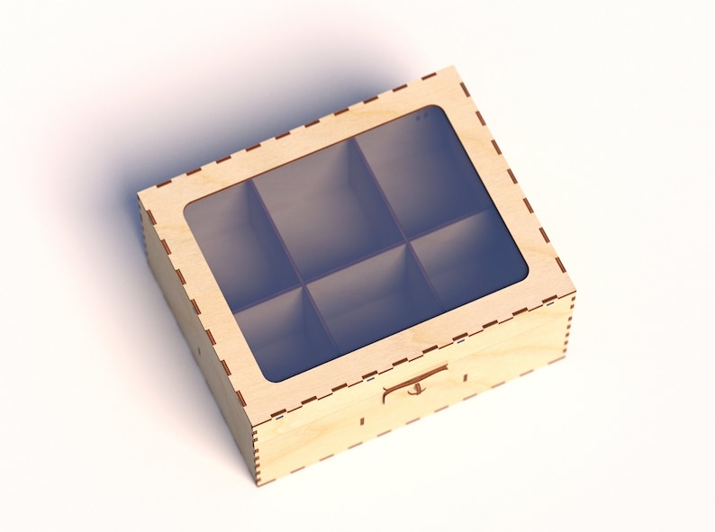 Transparent Box With 6 Cells Laser Cut Files Laser Cut - Etsy