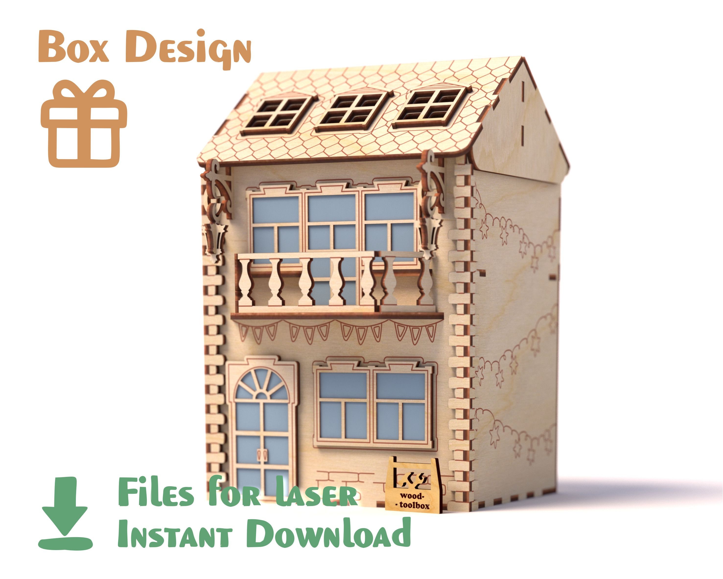 House Box With 2 Cells – Laser Cut Files SVG, PDF, CDR Digital Product ...