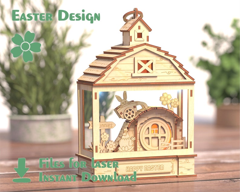 Easter Barn Lantern Laser Cut Files Easter Dxf Files for - Etsy
