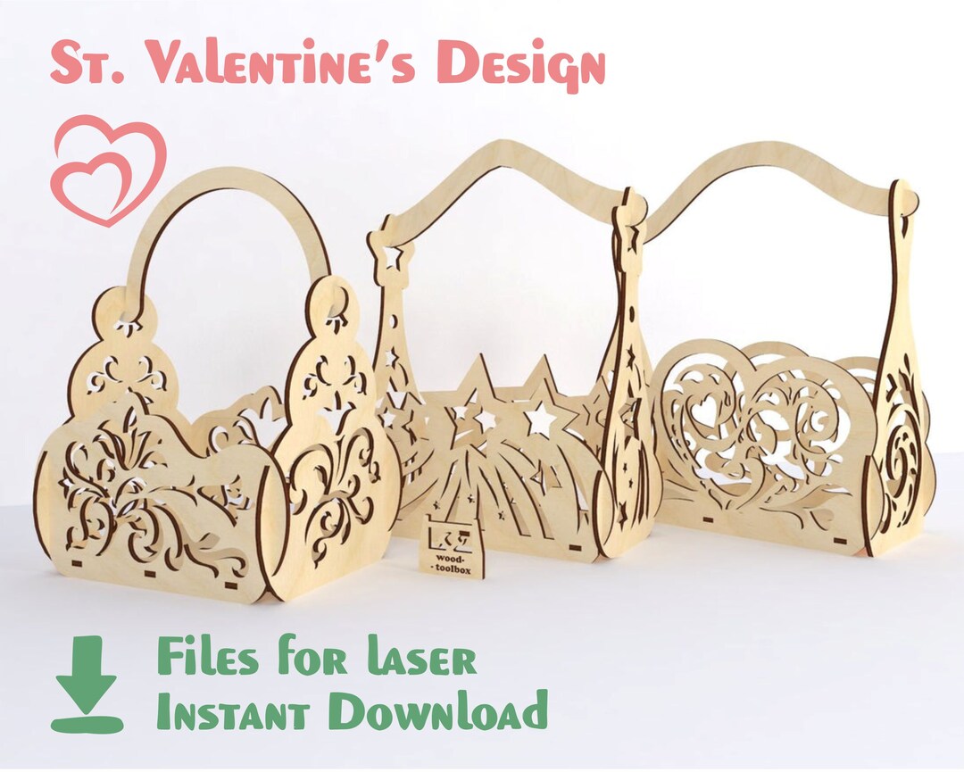 3 Cute Baskets - Laser Files, Design for CNC Laser Machines, Box for ...
