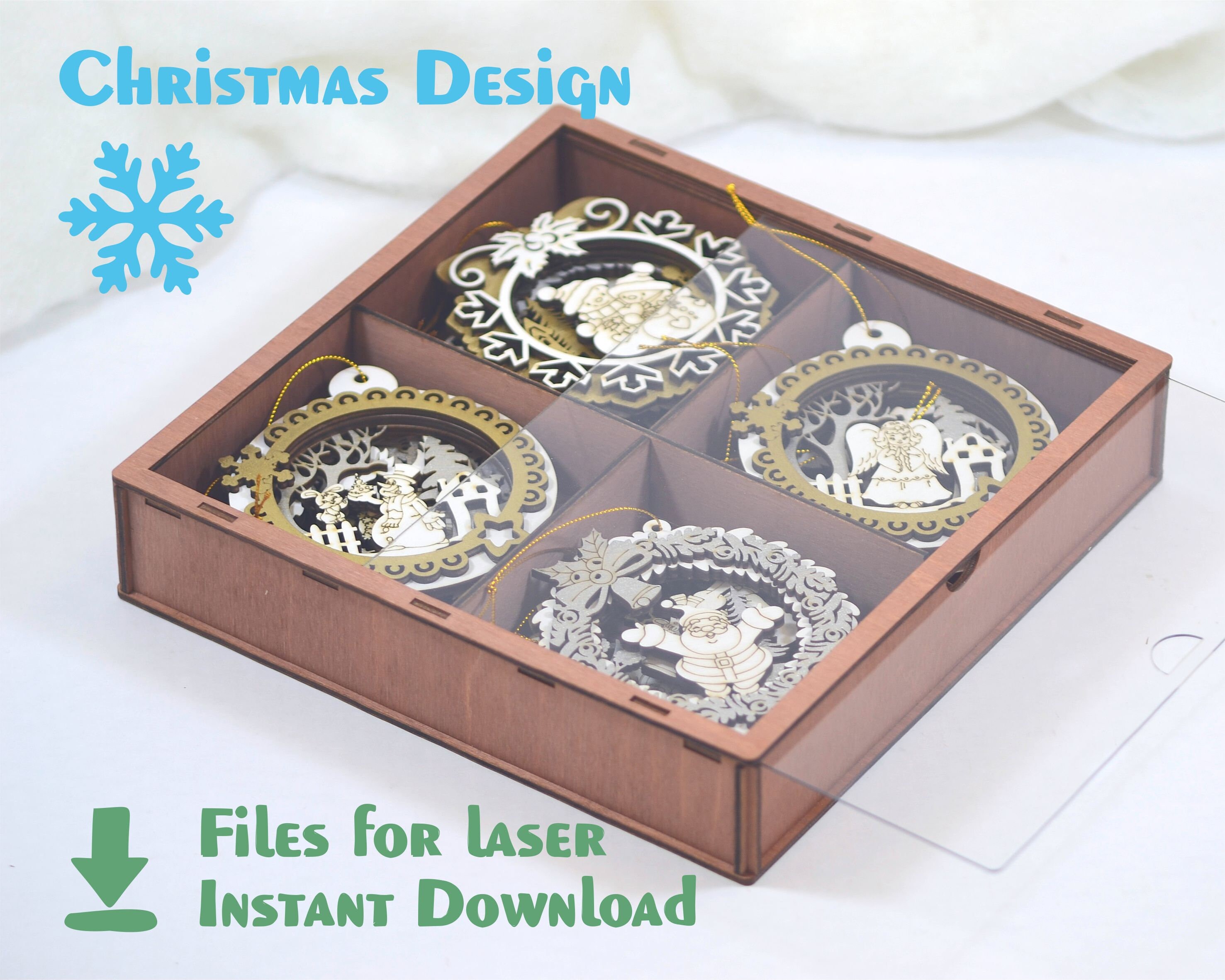 Wooden Christmas Tree Decorations Part3 Glowforge Files - Etsy