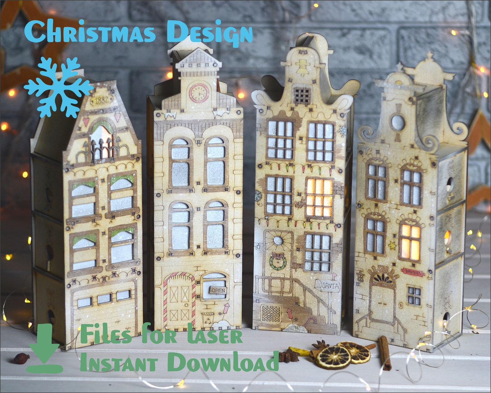 Advent Amsterdam - Christmas Houses for Decorating, Calendar, Engraving ...