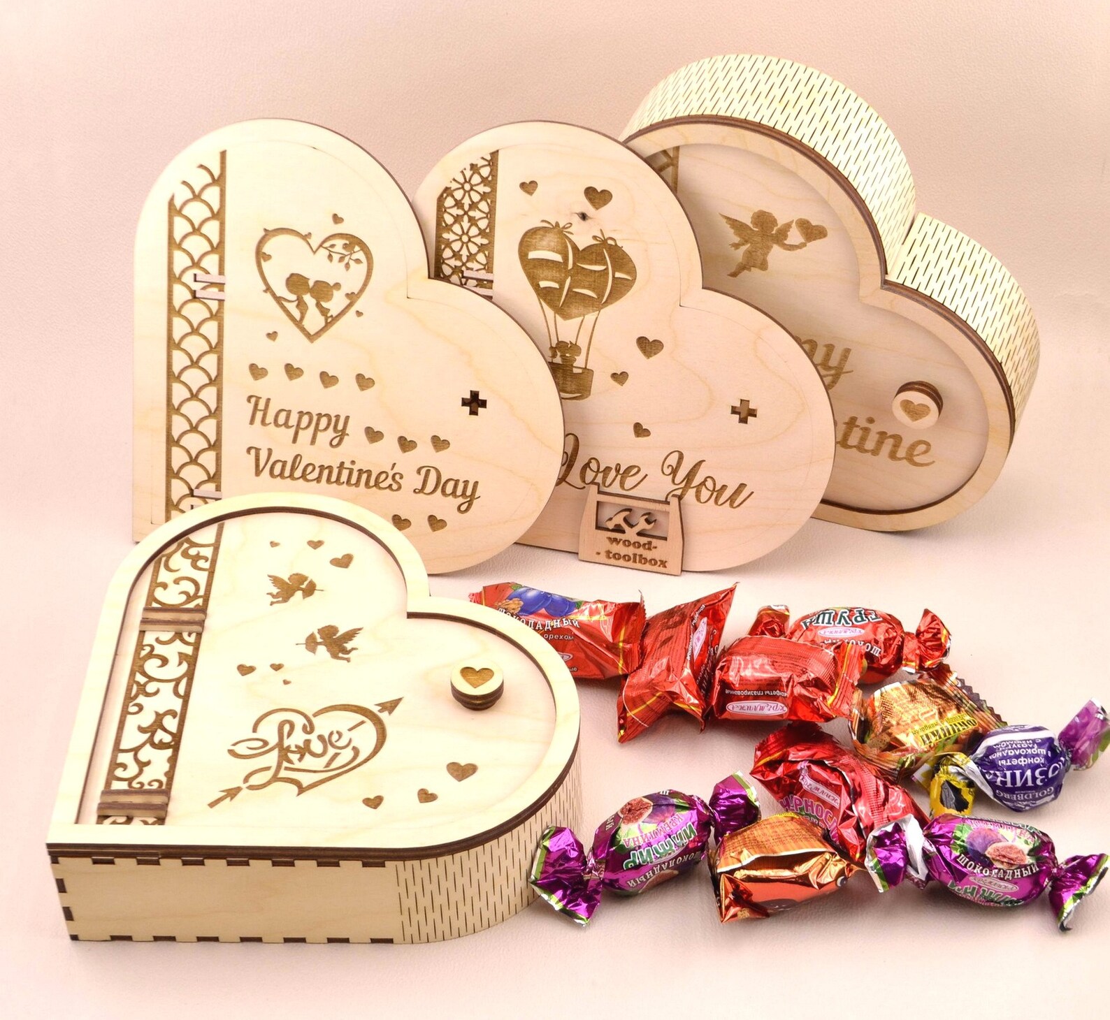 Heart Box 4 Versions of Lid Laser Files Wooden Giftbox. - Etsy