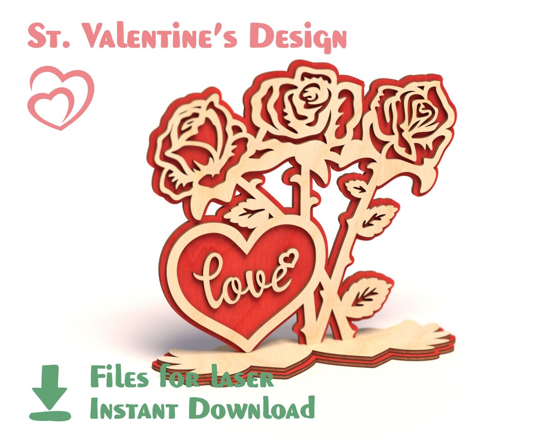 Roses – Laser Cutting Files. Valentines Day Gift - Valentines Cute Dxf ...