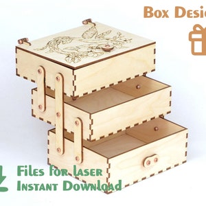 Transformer Box With 3 Drawers Laser Cut Files. Instant Downloads ...