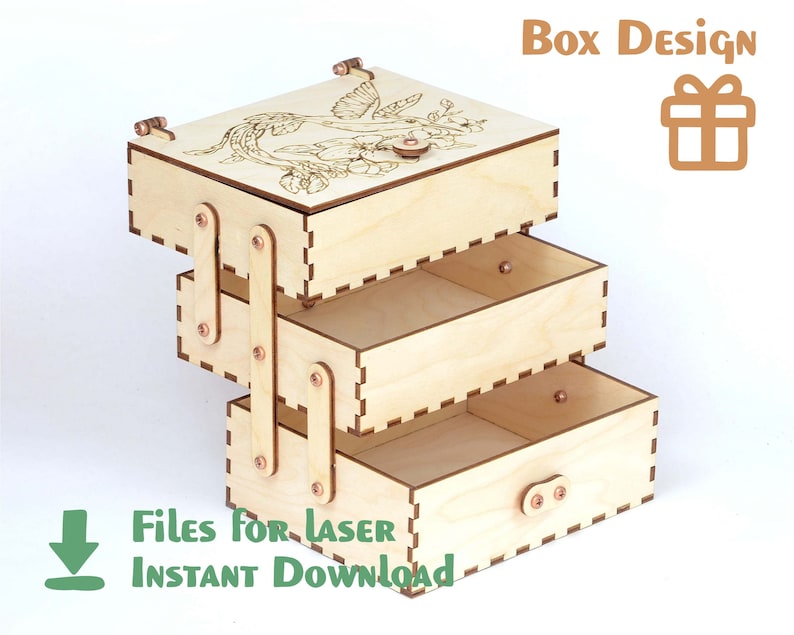 Transformer Box With 3 Drawers Laser Cut Files. Instant - Etsy