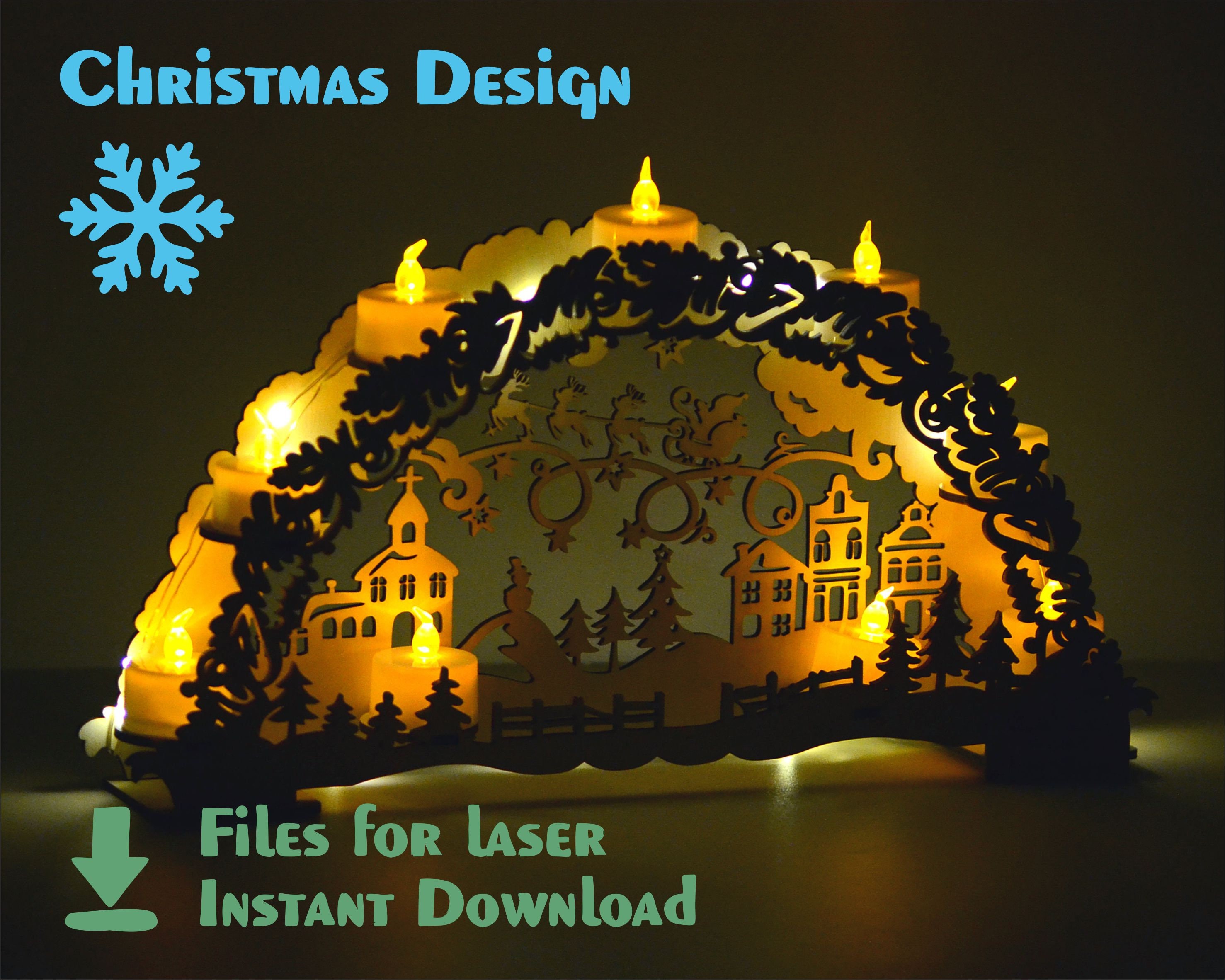 Laser Cut Files - Christmas Scene (version 3) - Files for Laser ...