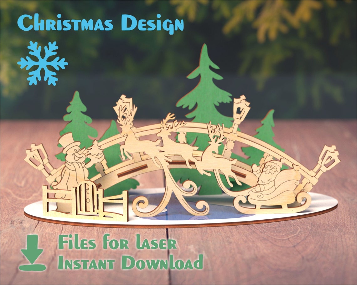 Christmas Bridge Scene - Laser Cut File. Cdr, Dxf, Ai, Svg Files ...