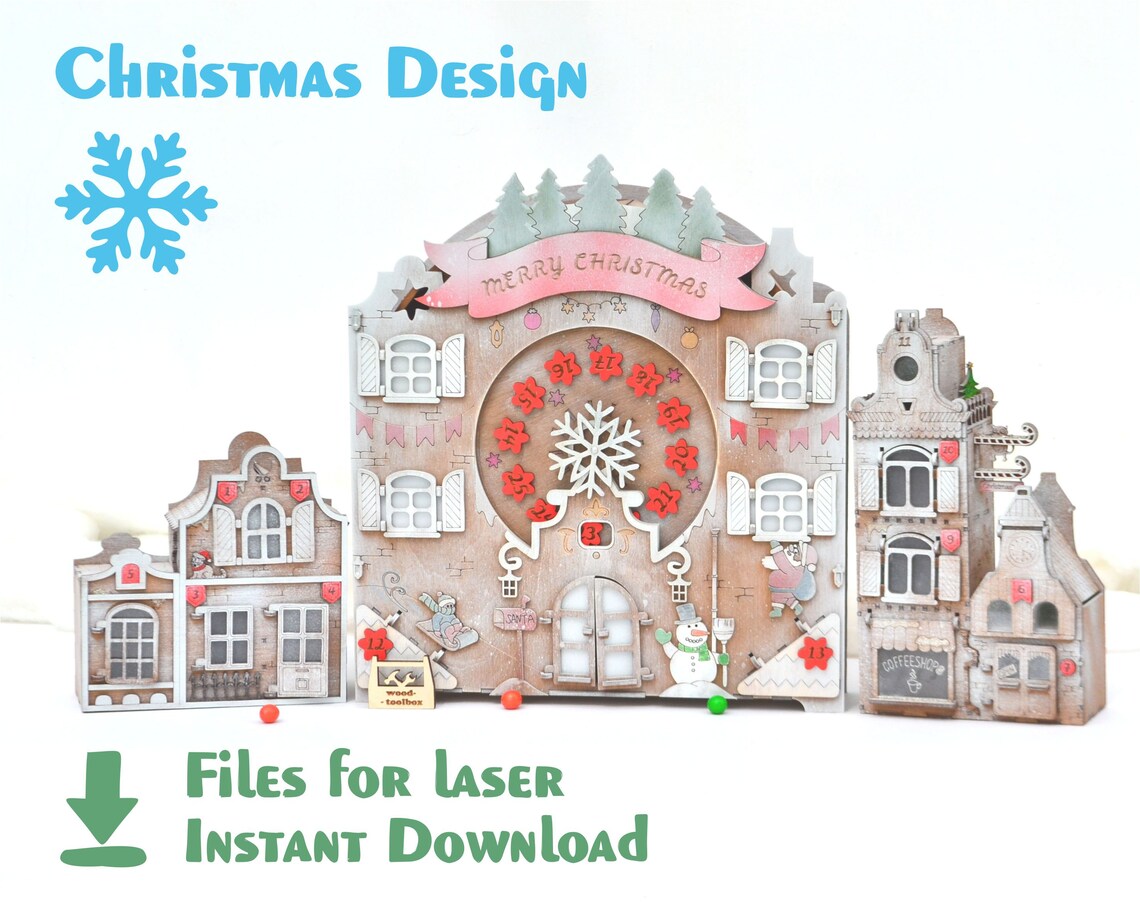 Huge Advent Wheel With 2 Houses Laser Files Templates - Etsy