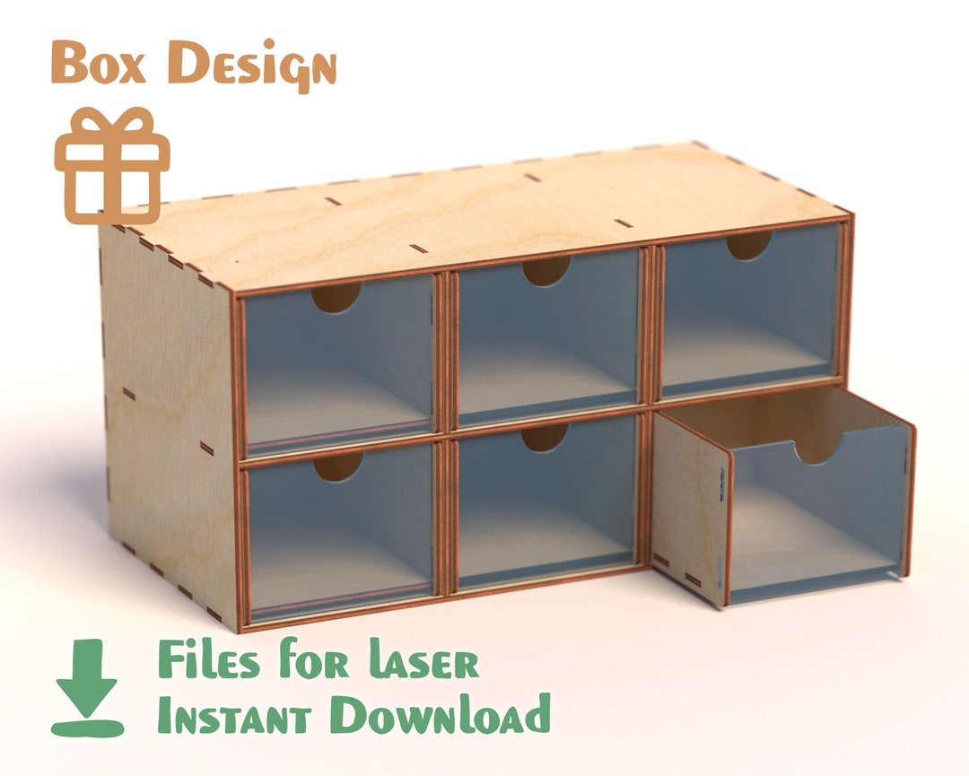 Desk Organizer (6 Drawers) - Laser Cut Files - SVG CDR Vector Plans ...